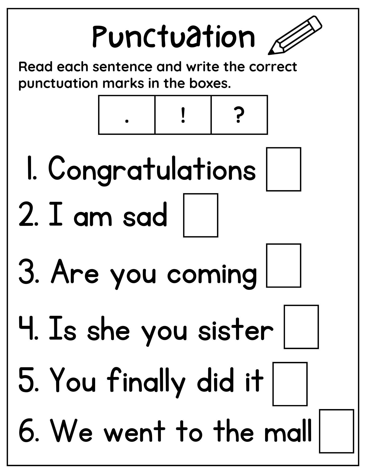 Punctuation Worksheets - Free Printable Worksheets